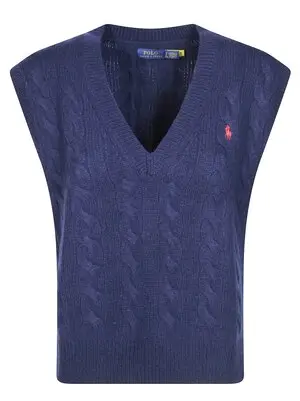 Polo Ralph Lauren V-neck Cable Knit Vest - Blu