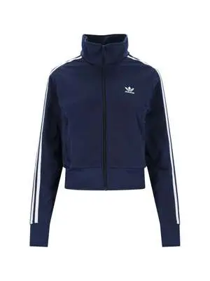 Adidas Cropped Track Jacket With Stand Collar - Blue