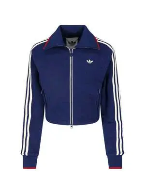 Adidas Cropped Track Jacket With Stand Collar - Blue