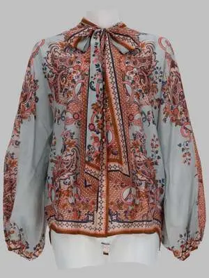 Zimmermann Printed Silk Tie-neck Blouse