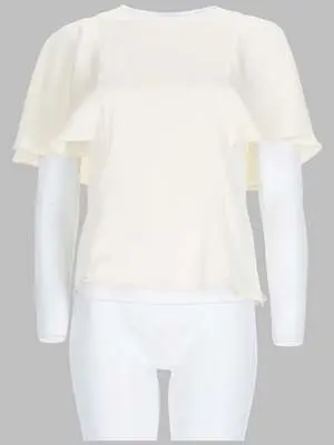 Michael Kors Flutter Sleeve Chiffon Blouse - White