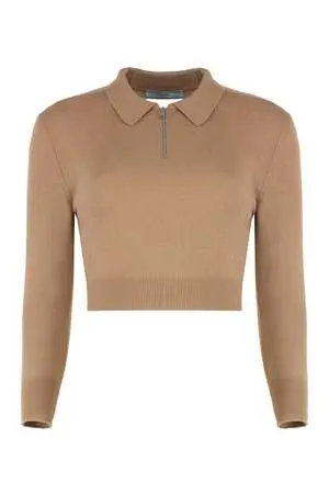 Prada Cashmere Zip-up Polo Sweater