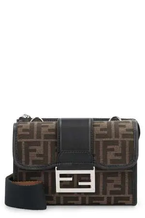 Fendi Baguette Double-compartment Mini Shoulder Bag With Adjustable Strap - Beige