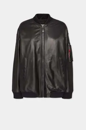 Dsquared2 Leather Oversized Bomber Jacket