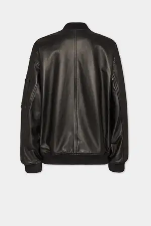 Dsquared2 Leather Oversized Bomber Jacket