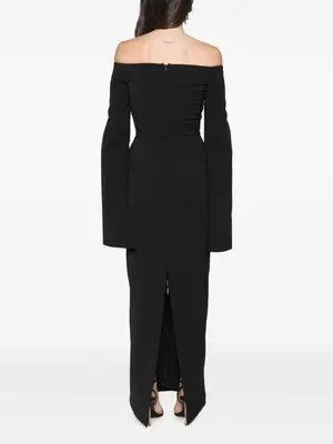 Solace London Marcella Maxi Dress With Off-shoulder Neckline And Bell Sleeves - Black