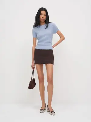 REFORMATION Darcy Cashmere T-shirt Blue