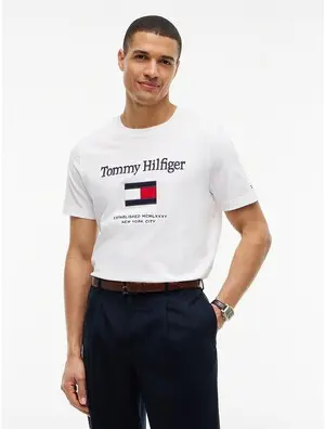 Tommy Hilfiger Embroidered Flag Logo T-shirt - White