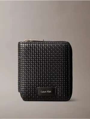 Calvin Klein Embossed Woven Zip Billfold Wallet - Black