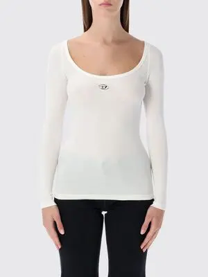 DIESEL® T-bal Oval D Logo Long-sleeved Cotton T-shirt - White
