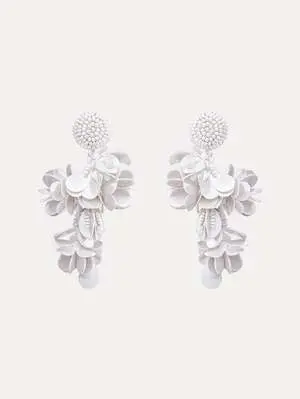 Oscar De La Renta Beaded Floral Bouquet Clip-on Earrings