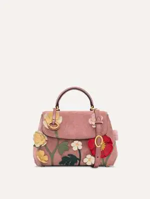 Oscar De La Renta Mini Poppy Suede Bag