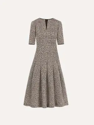 Oscar De La Renta Slub Wool Tweed Gauze Dress
