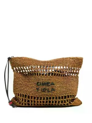 Bimba Y Lola Medium Raffia-effect Handbag - Gold