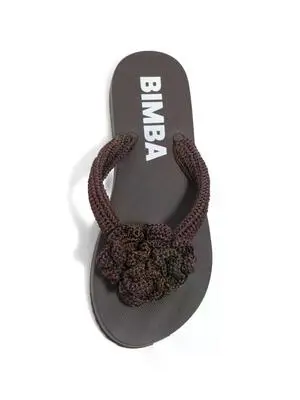Bimba Y Lola Chocolate Crochet-flower Flip-flops