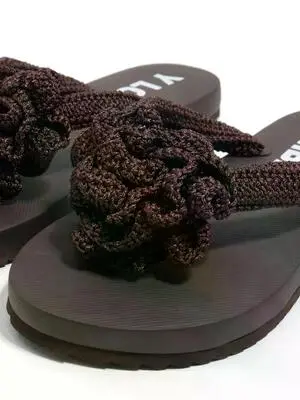 Bimba Y Lola Chocolate Crochet-flower Flip-flops