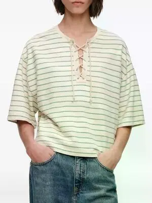 Bimba Y Lola Striped Adjustable Crew Neck T-shirt - Green