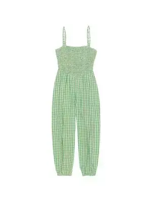 Bimba Y Lola Checked Gathered Balloon Jumpsuit - Green