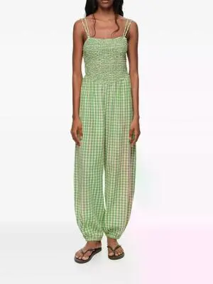 Bimba Y Lola Checked Gathered Balloon Jumpsuit