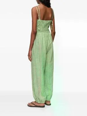 Bimba Y Lola Checked Gathered Balloon Jumpsuit