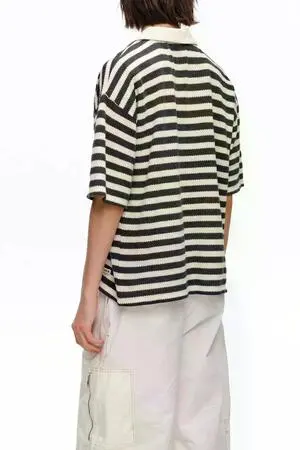 Bimba Y Lola Striped T-shirt With Adjustable Polo Shirt Collar