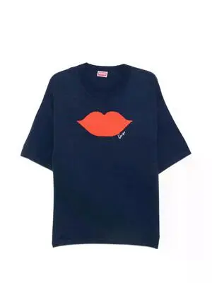 Kenzo Lips Intarsia Crew Neck Short Sleeve Sweater