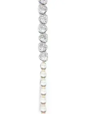 Bimba Y Lola Pearls And Crystals Heart Necklace
