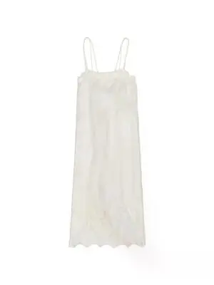 Bimba Y Lola White Washed Linen Lace Midi Dress - Neutrals