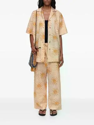 Bimba Y Lola By The South" Textured Cotton Oversized Shirt With Sun Print
