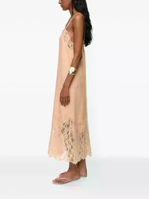 Bimba Y Lola Washed Linen Lace Midi Dress