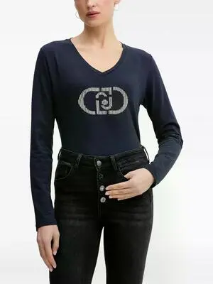 Liu Jo Embellishment V-neck Top - Blue