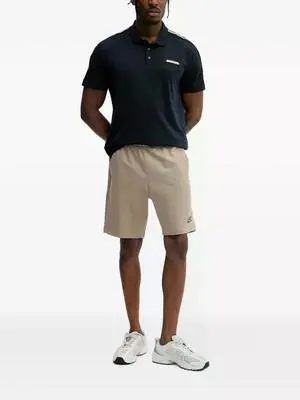 EA7 Logo-print Elasticated-waist Shorts - Neutrals