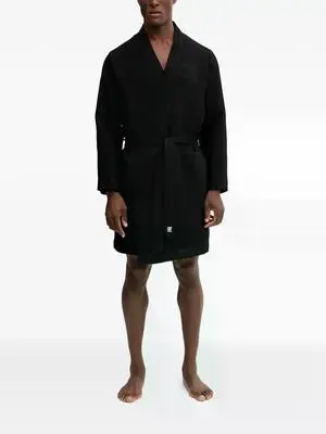 CR7 CRISTIANO RONALDO Waffle-knit Belted Dressing Gown - Black