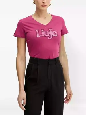 Liu Jo Embellished V-neck T-shirt - Pink