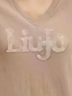 Liu Jo V-neck Logo T-shirt - Neutrals