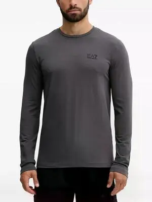 EA7 Logo-print Long-sleeved T-shirt - Grey