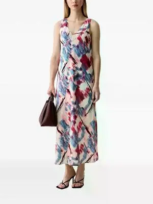 Dkny Abstract-print Sleeveless Maxi Dress - Neutrals