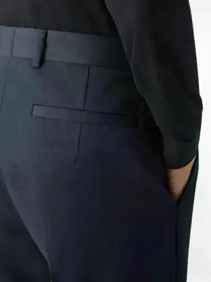 Zegna Navy Cotton And Wool Pants