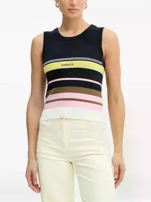 Iceberg Logo-embroidered Striped Tank Top - Black