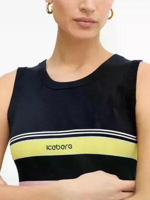 Iceberg Logo-embroidered Striped Tank Top
