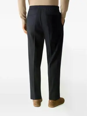 Zegna Navy Wool Silk And Cashmere Pants