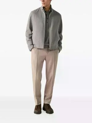 Zegna Light Taupe Mélange Wool Silk And Cashmere Pants