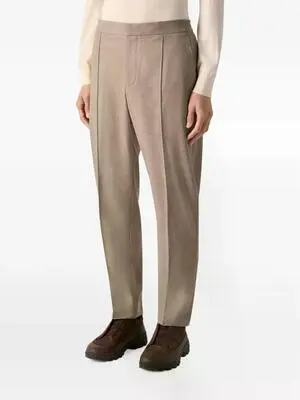 Zegna Light Taupe Mélange Wool Silk And Cashmere Pants