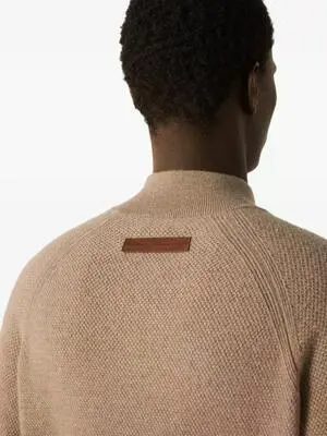 Zegna Light-beige Mélange Oasi Cashmere Zip-mock Sweater