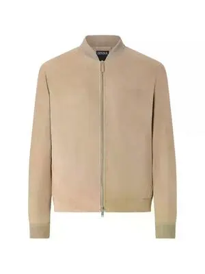 Zegna Light Taupe Suede Bomber - Neutrals