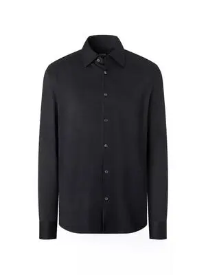 Zegna Navy Blue Cashmere And Silk Shirt - Grey