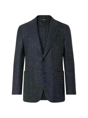 Zegna Navy Cashmere Silk And Linen Jacket - Blue