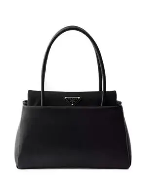 Prada Passage Small Leather Bag With Re-nylon Flap - Black