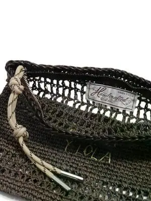 Bimba Y Lola Medium Chocolate Raffia-effect Handbag