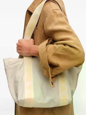 Bimba Y Lola Logo-tape Shoulder Bag - Neutrals